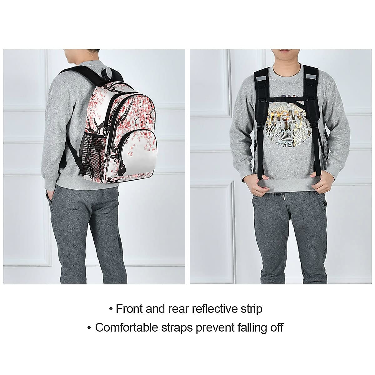 School Backpack Japanese Cherry Tree Blossom Bookbag Schoolbag for School Travel