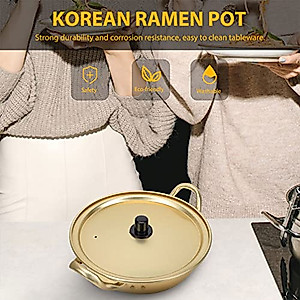 Happyyami 1 Set Ramen Pot Stovetop Korean Ramen Noodle Pot Korean Noodle Pot Korean Ramen Pan Large Pot Soup Pan Hotpot Pots Instant Hot Pot Ramen Cookware Multifunctional Pot Steam Aluminum