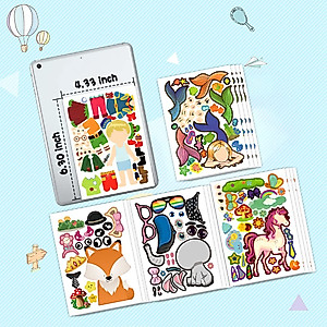 100 Pcs Funny Make Face Stickers Sheet with 25 Designs,Animals Unicorns Mermaids Figures Make Your Own Stickers for Toddlers Kids Full Body Mix and Match Craft Teacher Rewards Birthday Party Favors