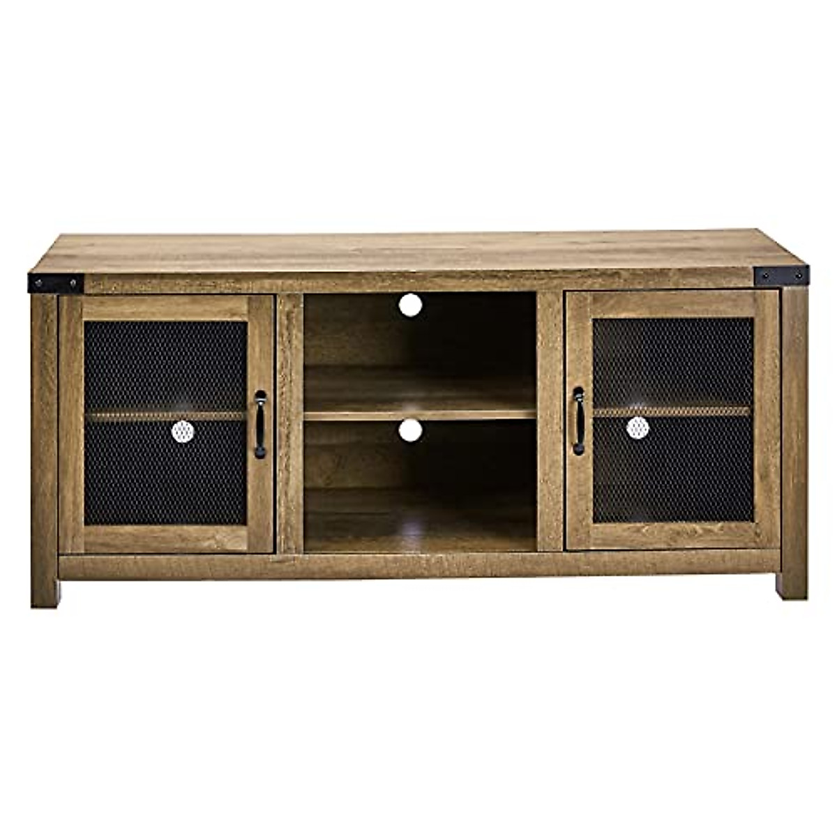 ROCKPOINT 58inch TV Stand Entertaiment Media Console Center Industrial Style Door, Dark Oak