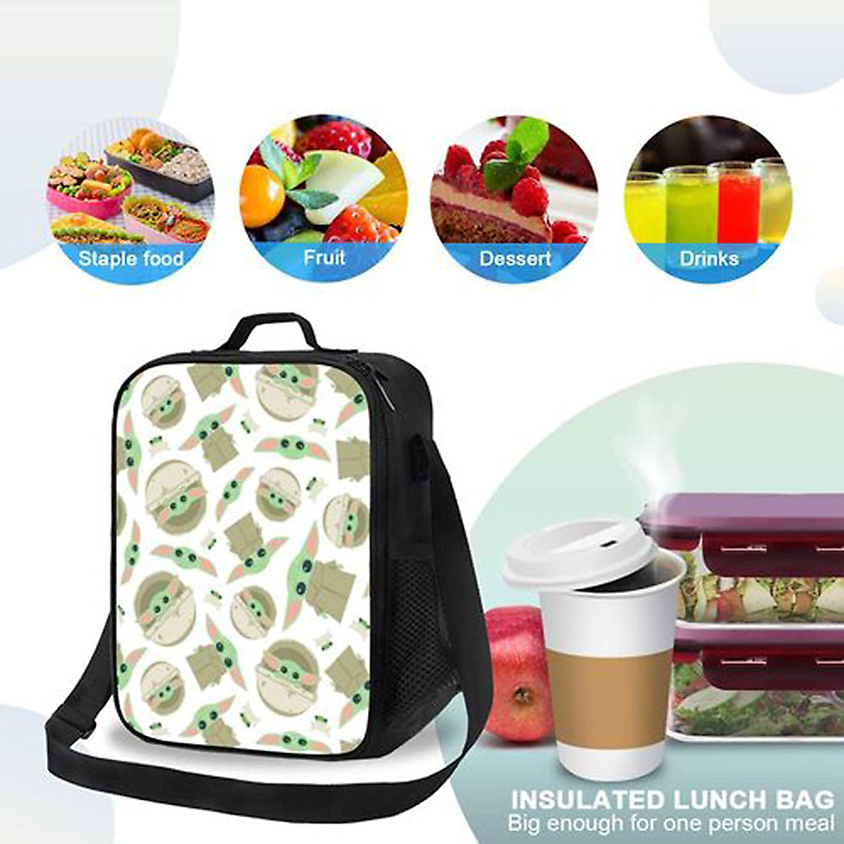 Insulated Lunch Bag Yo Lunch Bag for Women Men Picnic Office Bento Lunch Box