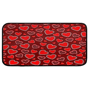 KOBLEN Red Heart Kitchen Rugs Non Slip Washable Absorbent Kitchen Mats 20x39 inch Cushioned Anti Fatigue Kitchen Floor Mats for in Front of Sink
