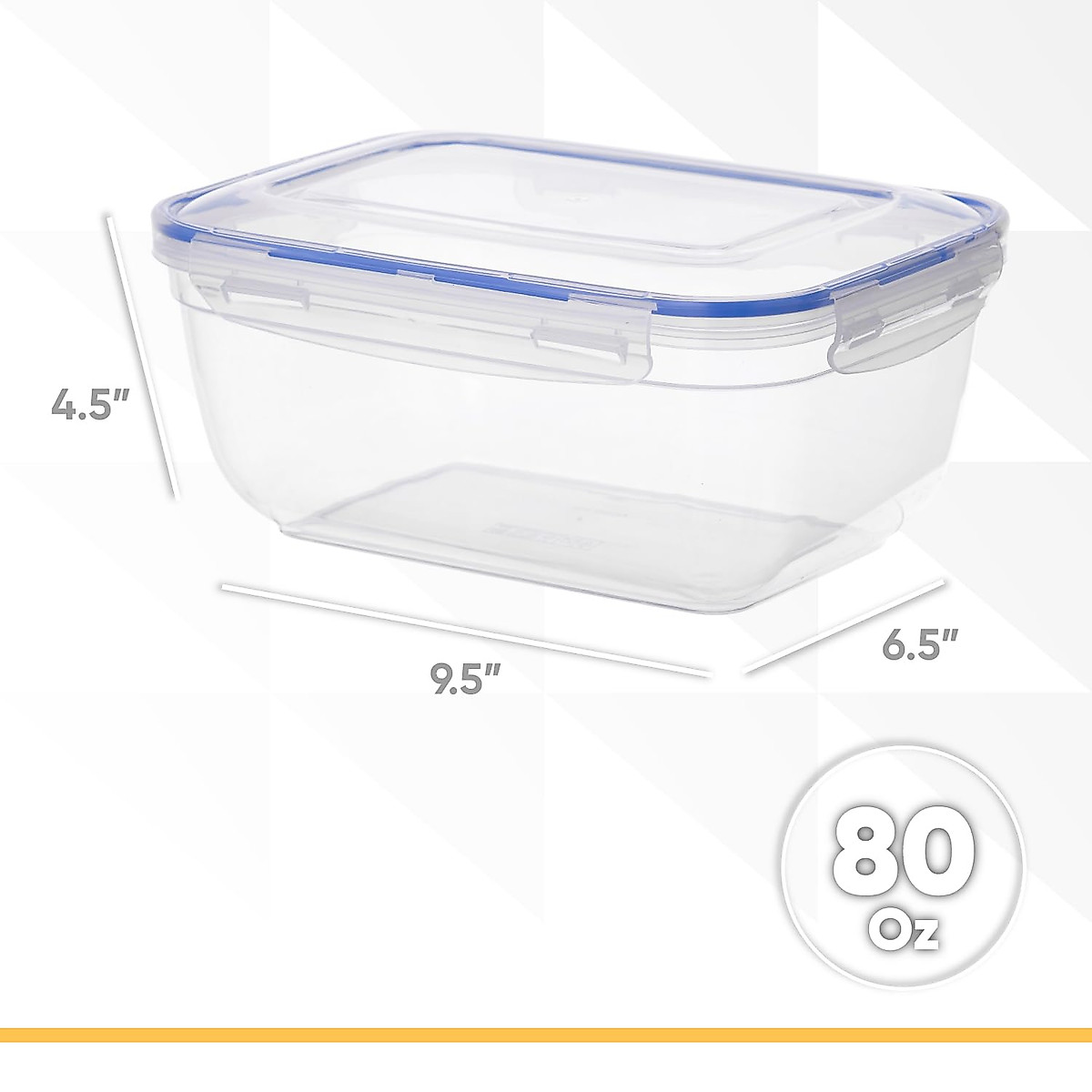 Superio Plastic Food Storage Containers with airtight Lid for Pantry, 2 Pack, Fridge- 80 Oz- BPA Free, Leakproof Sealed Container- Microwave, Dishwasher and Freezer Safe, Clear (Clear)