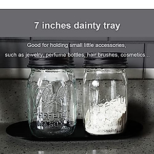 Stainless Steel Decorative Tray, Set of 2, 7 Inch Long, Jewelry Dish Cosmetics Organizer Bathroom Clutter Serving Platter Small Storage Tray, Oval, Matte Black