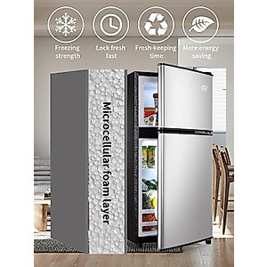 oditton Krib Bling-FLS-80-SILVER Mini Fridge with Freezer, Silver