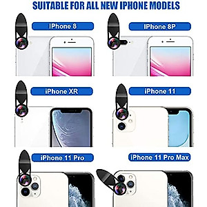 KEYWING Phone Lens Kit 9 in 1 Phone Camera Lens, Zoom Lens+198° Fisheye +0.35X Super Wide-Angle + 20X Macro Lens + 0.63X Wide Lens + CPL +Kaleidoscope Lens +Starburst for iPhone Samsung Android