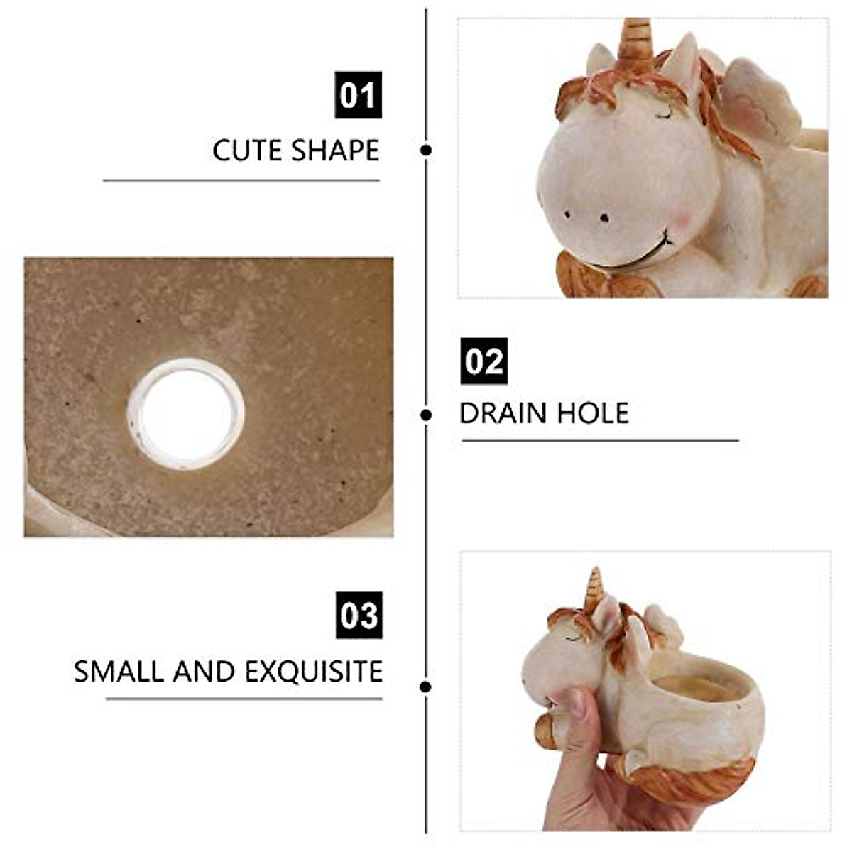 Cabilock Unicorn Flower Pot Succulent Pot Cactus Bonsai Pot Planter Plant Container Holder Unicorn Ornament Housewarming Garden Gift