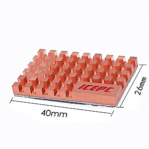 icepc mSATA SSD Pure Copper Heatsink PCIe Cooler with High Performance Thermal Conductivity Adhesive for Cooling Mini-SATA Solid State Disk SSD Radiator(40x26x4mm)