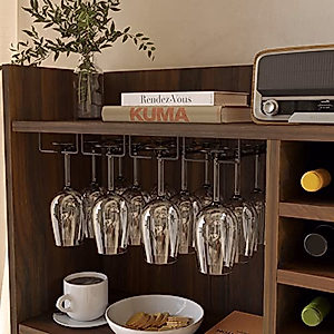 Apepro Wine Bar Cabinet for Liquor and Glasses with 12 Wine Bottle Racks, Kitchen Hutch Storage Cabinet for Living, Dinning Room, Hallway—Doors That Combine Wire Mesh with MDF