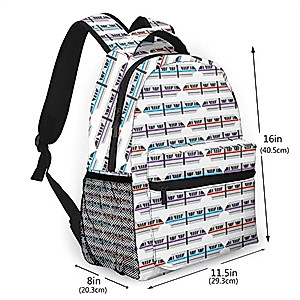 Monorail Train Print Backpack For School Lightweight Casual Daypack Travel Laptop Backpack Gifts For Men Women