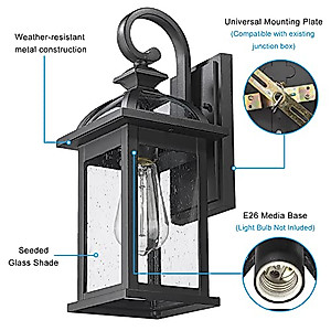 Darkaway Outdoor Lights Fixtures Wall Mount, Outdoor Wall Sconce Lights with Seeded Glass Waterproof Outside Exterior Lights Fixture for House, Front Porch, Patio (1 Pack)