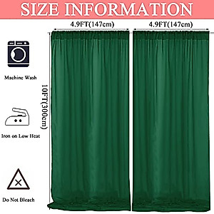 Emerald Green Backdrop Curtains 10FTx10FT 2 Panels Chiffon Fabric Wedding Drapes Semi Sheer Curtains for Backdrop Baby Shower Background Photography Backdrop Drapes for Arch Party Birthday Decoraions