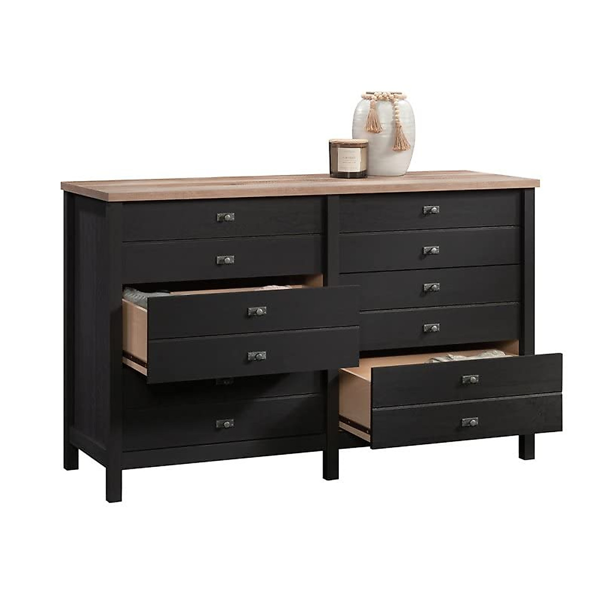 Sauder Cottage Road 6-Drawer Bedroom Dresser in Raven Oak, Raven Oak Finish