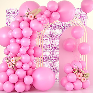 Freechase 154pcs Pink Party Latex Balloons of Different Sizes 18/12/10/5inch Pink Balloons with Pink Ribbon Balloon Chain for Birthday Gender Reveal Baby Shower Wedding Balloon Arch Kit Decorations