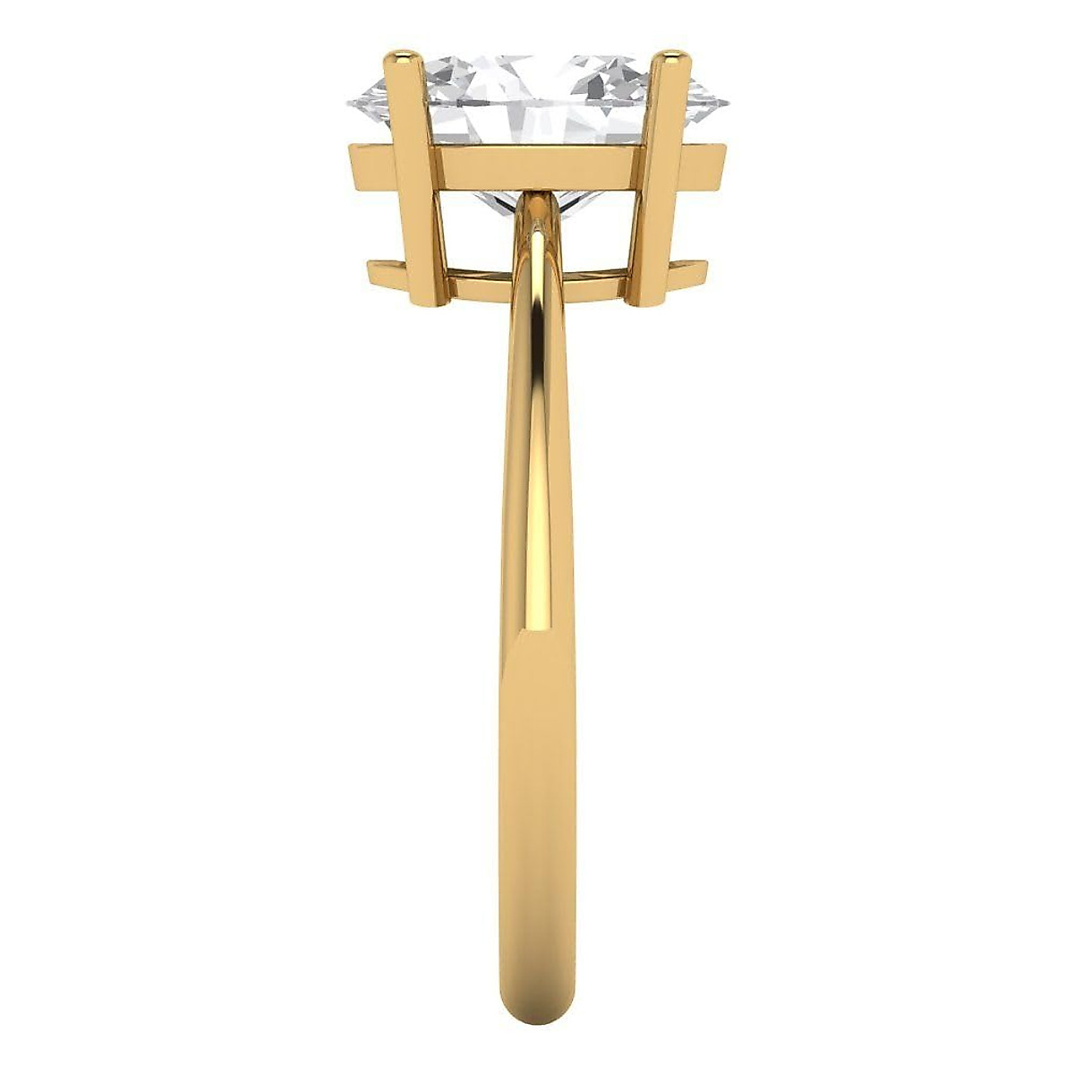 Clara Pucci 2.5ct Oval Cut Solitaire Genuine Moissanite Wedding Bridal Designer Anniversary Engagement Ring in 14k Yellow Gold for Women