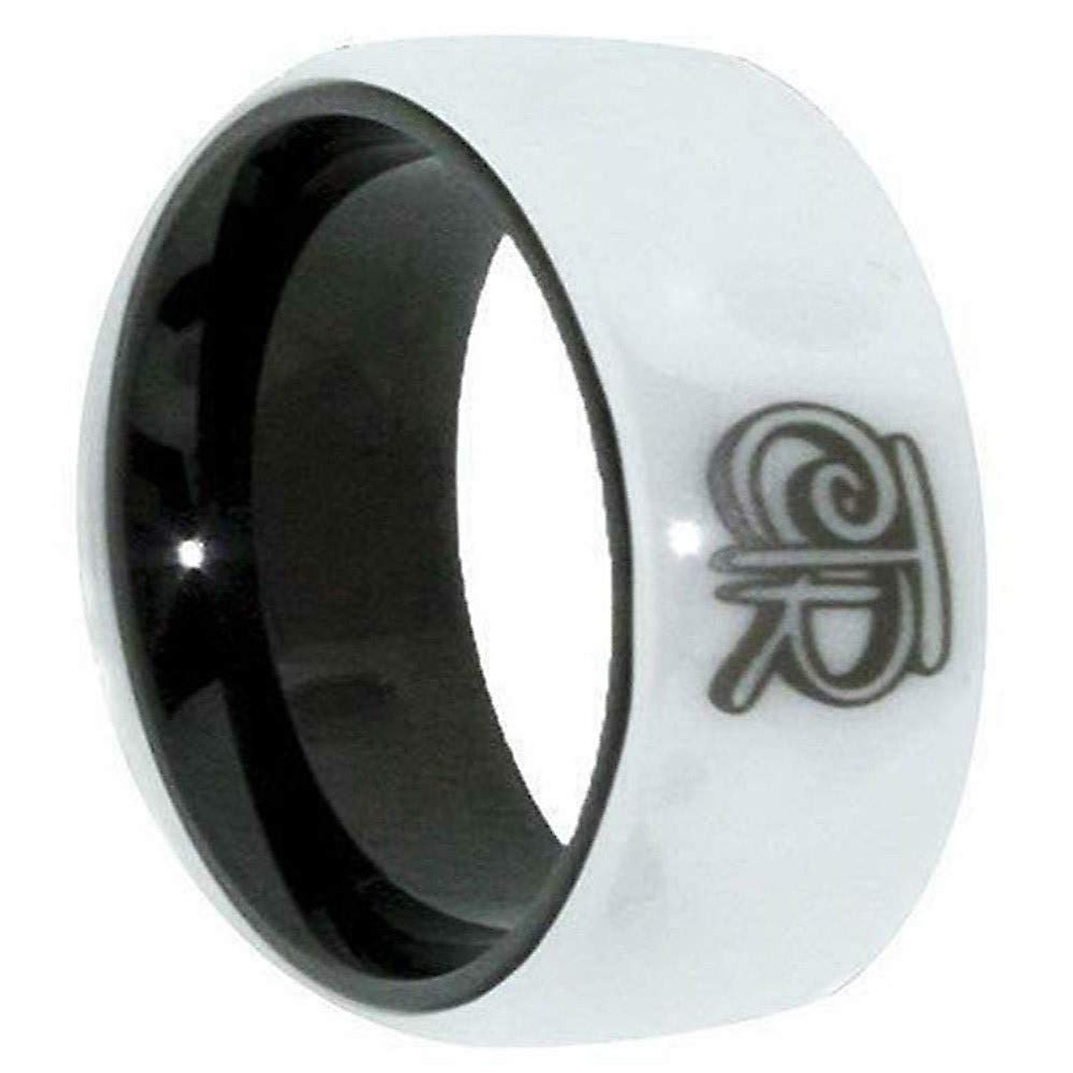 One Moment In Time J196W Size 5 White Ceramic & Aluminum Ring Mormon LDS CTR