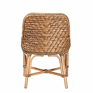 Baxton Studio Kyle Modern Bohemian Natural Brown Woven Rattan Dining Side Chair With Cushion