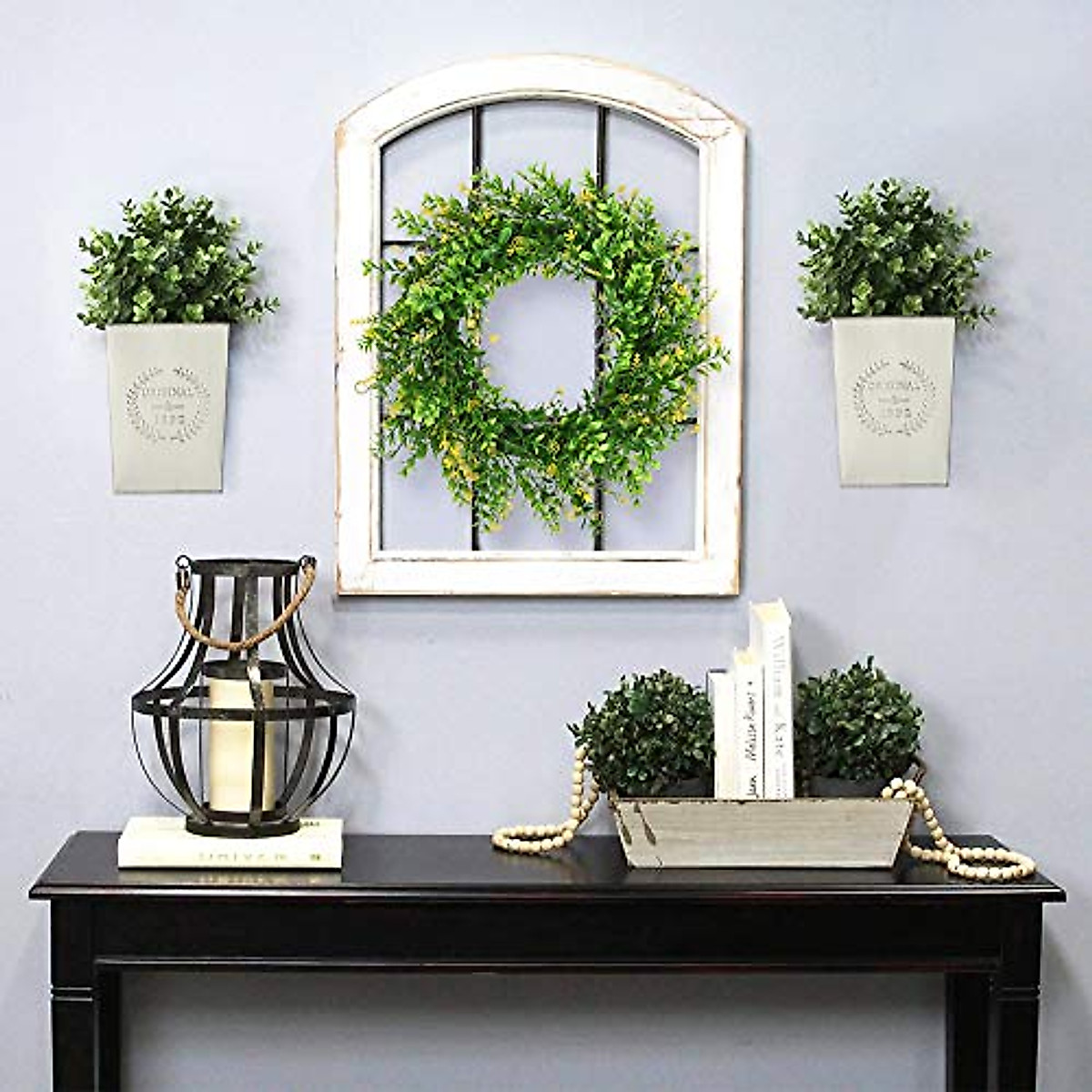 LESEN Set of 2 Farmhouse Metal Wall Planter,Rustic Wall Decor Country Hanging Wall Vase Box for Plants Flower Home Decoration