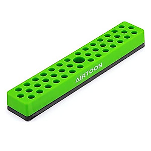 AIRTOON 1/4" Magnetic Hex Bit Holder, 43 Holes Bit Storage with Strong Magnetic Base, Magnetic Screwdriver Bit Organizer, Green