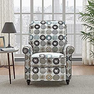 Domesis Chester - Fabric Hill -ush Back Recliner Chair, Taupe Multi-Starburst