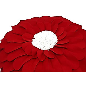 CONTEMPO LIFESTYLES Decorative Flower Pillows – 3D Happy Daisy Flower Throw Pillow - Design Patented – Couch & Bed Flower-Shaped Pillow – Soft & Cozy (14" Flower, 13" Pillow with Insert, Red/Ivory)