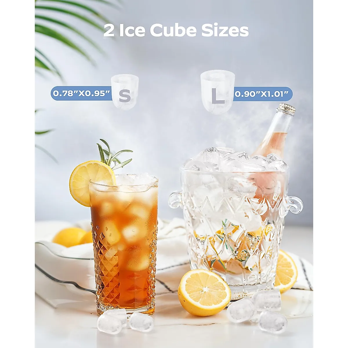 HOMEZAY Ice Maker Countertop, 9 Cubes Ready in 6 Mins, 26 lbs per Day, Ice Machine with 2 Ice Sizes and Self-Cleaning, Portable Ice Maker with Handle for Home, Kitchen, Camping, RV, Office, Black