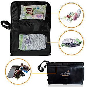 Portable Diaper Changing Pad - Waterproof with Built-in Head Cushion - Baby Diaper Change Mat for Travel and Home – Bonus Pacifier Holder Clip