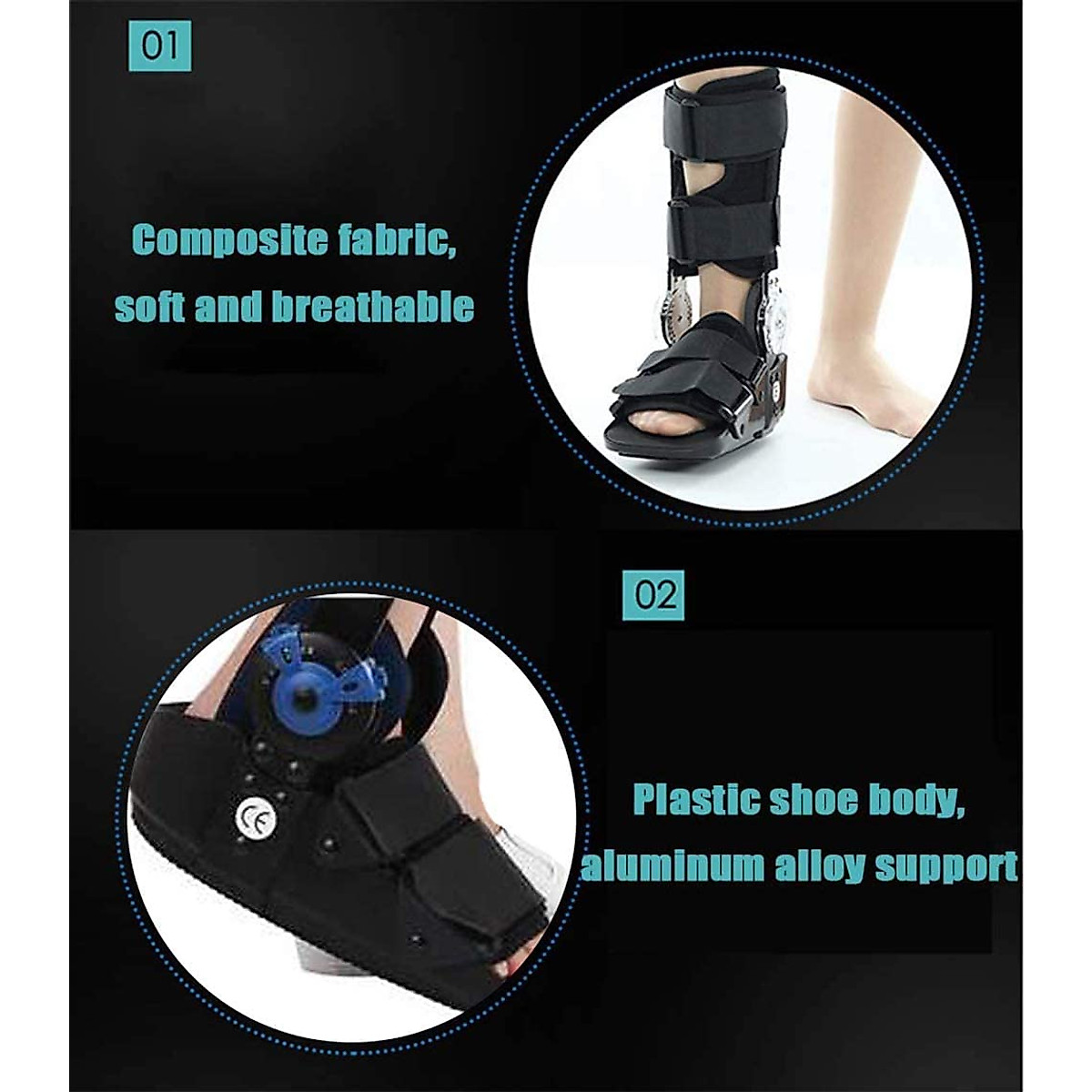 Walking Boot Fracture Boot for Broken Foot Adjustable and Breathrable Foot Support Stabilizer Orthotic Sleeping Immobilizer for Achilles Tendon Surgery Ankle Fractur Sprains Ankle Brace for Women & Me