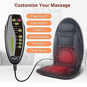 Seat Massager Massage Chair Pad with Heat, 8 Vibration Massage Nodes & 4 Massage Modes for Home Office Chair or Home Couch to Relieve Stress Fatigue for Back Shoulder and Thighs(Gray)