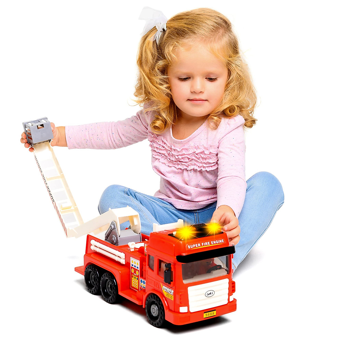 CifToys Fire Truck Toy for 3 Year Old Boys, Girls, Big Firetruck Toys for Kids 3-8, Fire Engine Gift for Ages 3,4,5,6,7,8, Rescue Car,Extending Ladder