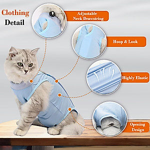 Kodervo Cat Surgical Recovery Suit Professional for Male Female Cats Abdominal Wounds Cone E-Collar Alternative, Anti-Licking or Skin Diseases Pet Surgical Recovery Suit, Soft Fabric Onesies for Cats