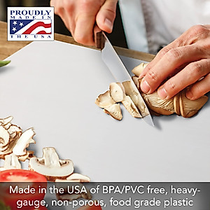 Cut N' Funnel Large Food Service Grade Heavy Gauge Flexible Plastic Cutting Board Mat 1 Pack Made in the USA BPA Free Dishwasher Safe