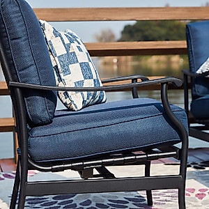 PatioFestival Outdoor Furniture Patio Conversation Set CSA Certification 50,000 BTU 33.9 Inch Propane Fire Pit Table Sets with Rocking Chairs (5 Pcs,Blue)