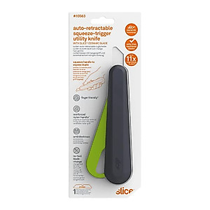Slice 10563 Auto-Retractable Squeeze-Trigger Utility Knife, Safer Choice, Never Rusts, Lasts 11x Longer Than Metal, Finger Friendly Ceramic Blade, 6 Pack
