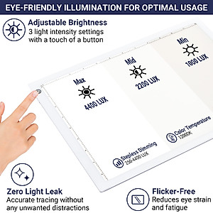 LED Tracing Light Box, Ultra-Thin Light Pad with Adjustable Brightness, Includes USB Cable, Adapter, Tracing Paper, and Clip. Portable Drawing Pad and LED Board for Sketching, Cricut Projects, Art