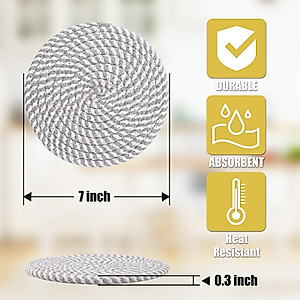 Trivets for Hot Dishes, Hot Pads for Kitchen, 7'' Trivets for Hot Pots and Pans, Pot Holders for Kitchen, Pot Holders Heat Resistant 4-Pcs, Trivets for Table, Kitchen Essentials for New Home