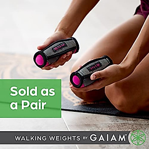Gaiam Hand Weights for Women & Men Soft Dumbbell Walking Hand Weight Sets with Hand Strap - Walking, Running, Physical Therapy, Aerobics - 2lb Set (2 x 1lb Weights)