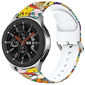 Hepsun Pikcu Dinosaur Bands Compatible with Samsung Galaxy Watch 4 40/44mm/Galaxy Watch 42mm/Watch 3 41mm/Active 2/Gear S2 Classic/Sport/Garmin Vivoactive 3 20mm Soft Silicone Kawaii Cute Strap Kids