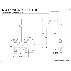 Kingston Brass KB498ACL American Classic Bar Faucet, Brushed Nickel, 6.25 x 4.75 x 11.56
