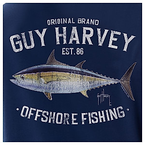 Guy Harvey Men’s Offshore Fish Collection Long Sleeve T-Shirt, Estate Blue/Offshore Backfin, X-Large