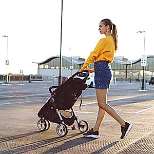 Emoly Upgraded Universal Stroller Rain Cover, Double Door Design & Large Storage Baby Stroller Weather Shield, Waterproof Stroller Cover, Food Grade EVA, Eye Protect (Black)