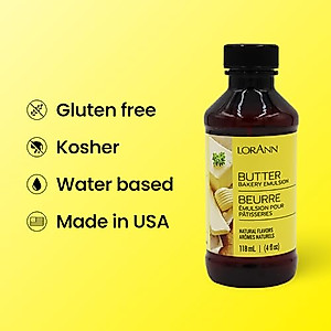 Lorann Oils Butter Bakery Emulsion: True Butter Flavor, Ideal for Enhancing Rich Dairy Notes in Baked Goods, Gluten-Free, Keto-Friendly, Butter Flavoring Essential for Your Kitchen