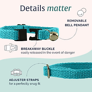 Hepper Hemp Safety Breakaway Cat Collar with Bells - Adjustable Large to Small Kitten Collar with Bell - Cat Collars for Girl Cats/Cat Collars for Boy Cats - Minimalist Cute Cat Collar with Cat Bells