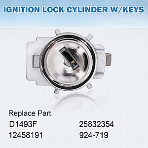 Ignition Lock Cylinder w/Keys & Passlock Chip Starter - Compatible with Chevy Malibu, Impala, Monte Carlo, Pontiac Grand AM, Oldsmobile Alero, Cutlass - Replace D1493F, 12458191, 25832354, 924-719