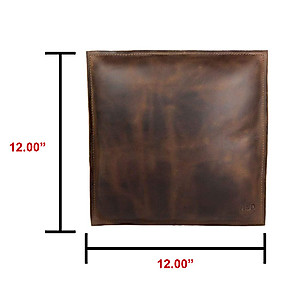 Hide & Drink, Decorative Pillow 12 x 12 in. for Couch, Sofa or Bed, Stylish Decoration, Home & Office Accessories, Full Grain Leather, Handmade, Bourbon Brown