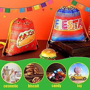 24 Pcs Mexican Fiesta Party Favor Drawstring Bags Cinco De Mayo Party Gift Goodie Bag Candy Bags Taco Party Favors Bags for Kids Mexican Birthday Party Supplies