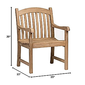 Amazonia SC SUMBAWAARM Newcastle Patio Armchair | Certified Teak | Ideal for Outdoors, 23Lx25Wx35H, Light Brown