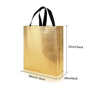 M&C Music Color 16pcs Glossy Reusable Grocery Shopping Bag Tote Bag with Handle Present Bag Gift Bag
