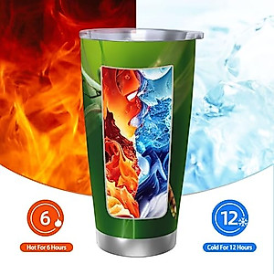 jshmgchw 3d Dragonfly Print 20oz Tumbler, Car Cup With Lid And Straw, Spill-Proof, Stainless Steel Double Wall Vacuum Insulated Reusable Coffee Travel Mug, For Cold Drinks, Hot Beverage