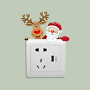 ABOOFAN Christmas Light Switch Sticker Removable Wall Decal for Christmas Home Party Decoration 4Pcs